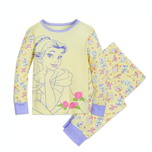 Disney | Pajamas | Disney Princess Beauty The Beast Belle Pj Pals For Girls Cotton Pajama Set ...